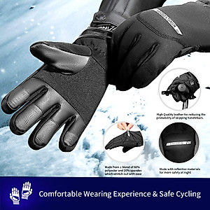 KINGSBOM -40℉ Winter Waterproof Thermal Gloves - 3M Thinsulate Windproof Touch Screen Warm Gloves - for Driving,Cycling,Running - for Women and Men - Black (X-Large)
