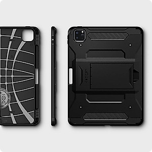 Spigen Tough Armor Pro Designed for iPad Pro 11 inch Case M2 4th Generation (2022) / 3rd Generation (2021) / 2nd Generation (2020) / 1st Generation (2018) with Pencil Holder - Black