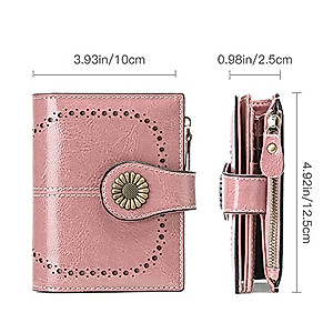SENDEFN Small Womens Wallet Leather Bifold Card Holder RFID Blocking with Zipper Coin Pocket