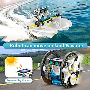Dioju 13-in-1 Solar Robot Toys for Ages 8 9 10 11 12 Year Old Boys Girls, STEM Science Kits for Kids Age 8-12, Building Experiments Robotics Kit STEM Projects for Kid Christmas Birthday Gifts (White)