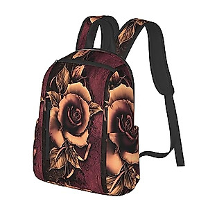 MARXAN Gothic Rose Printed Travel Laptop Backpack For Women Men,Business Waterproof Computer Backpack Bag Hiking Backpacks