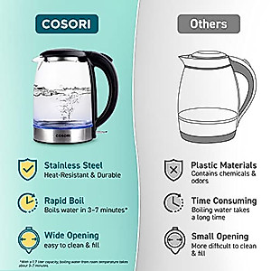 COSORI Coffee Grinder Electric, Coffee Beans Grinder, Espresso Grinder, Coffee Mill also, 1500W Wide Opening 1.7L Glass Tea Kettle & Hot Water Boiler & Boil-Dry Protection, Matte Black