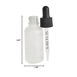 BEGIKET 12 PCS 1 oz Frosted Glass Dropper Bottle,30ml Clear Frosted Essential Oil Bottle with Glass Eye Droppe,for Tincture Bottle, Hair Oil and Other Liquids, Perfume Travel Container
