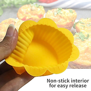 30Pack Silicone Baking Cups with Taps for Cupcake, Reusable Non-Stick Muffin Liners for Steel Muffin Pan