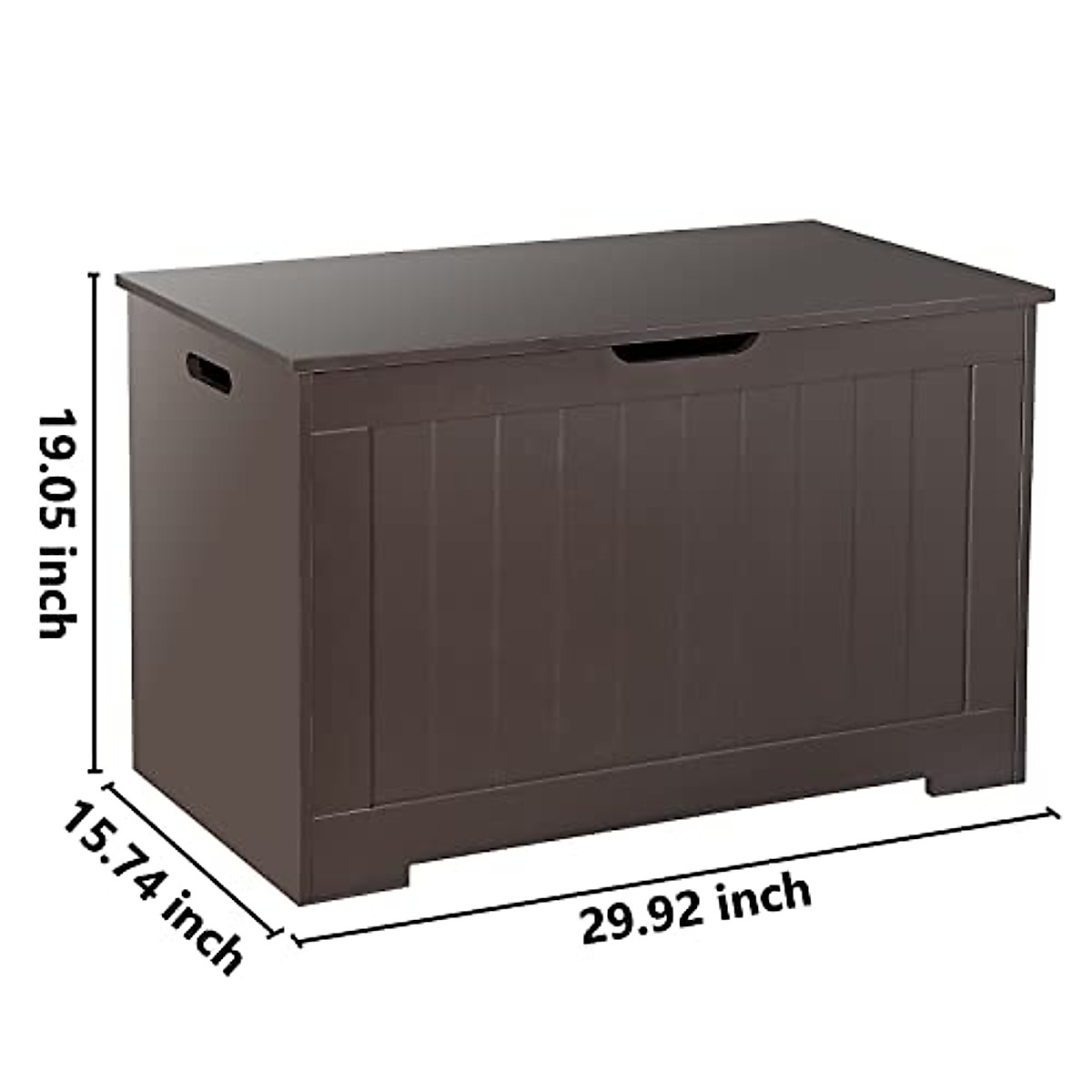 HomGarden 30 inches Modern Wooden Toy Box Storage Chest Bench Trunk with Flip Top Lid and 2 Safety Hinge, 100L Decorative Toys Bench Box for Girls Boys Kids Playroom Bedroom Living Room (Brown)