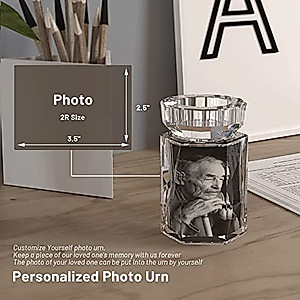 Small Urns for Human Ashes Adult Male - Crystal Mini Cremation Keepsake Urn for Ashes with Box, Beautiful Glass Photo Urn, An Elegant Blue Baby Urn - Sharing Personal Funeral Urn for Dog, Cat or Human