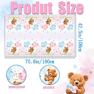GREHUMOR 3Pcs Bear Baby Shower Tablecloth We Can Bearly Wait Baby Shower Decorations Brown Bear Theme Gender Reveal Table Cover for Boy or Girl Baby Shower Gender Reveal Party 42.5 x 70.8 in (Bear)