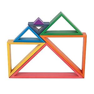 TickiT - 73418 Wooden Rainbow Architect Triangles - Nesting Puzzle - Stacking Blocks for Ages 12M+