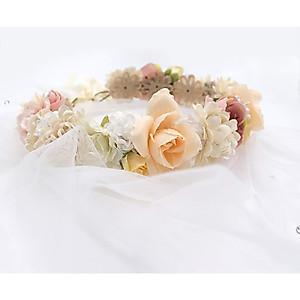 YULIPS Bridal Shower Sash & Veil & Flower Crown Set - Rose Gold Bride To Be Sash, Flower Crown, Bachelorette Party Veil - Bridal Shower Hen Party Wedding Accessories Party Favors (Rose Gold)