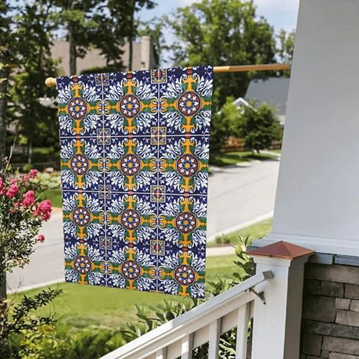Mexican Talavera Tile Pattern Garden Flag - Vibrant Double Sided Garden Flag - Yard Decorating Flag Garden Flag Decoration - Outdoor Flag Decorator'S Favorite