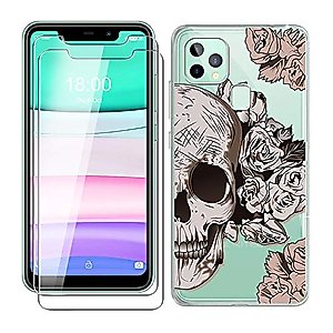 Phone Case for Oukitel C22 5.86 Inch, with [2 x Tempered Glass Screen Protector], KJYF Clear Soft TPU Shell + Ultra-Thin Anti-Scratch Anti-Yellow Case for Oukitel C22 - YB43