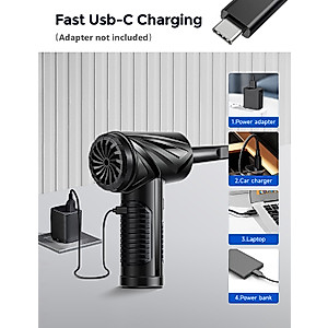 Compressed Air - Keyboard Cleaner - 3 in 1 Electric Air Duster & Mini Computer Vacuum & Cordless Inflating Swimming Pool - Canned Air Blower Dust Off for Electronic,Office,Home Cleaning