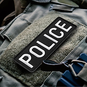 Police Federal Officer Embroidered Patch Set 4x10 and 2x5 Black Gray Hook Back