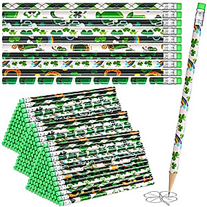 Zubebe 600 Pieces St Patrick's Day Pencils with Eraser Wood Shamrock Pencils Lucky Shamrock School Pencils Green Pencils for St Patrick's Day Party Kids Awards Holiday School Supplies