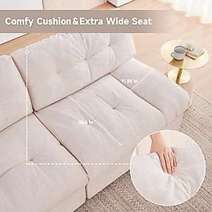 Howjoe 80" Chenille Cloud Deep Seat Overstuffed Couches for Living Room, Cozy Comfy Cloud Sofa with Solid Wood Frame, Modern Loveseat Sofa Couch for Small Spaces, Pillow-Designed Armrest Couch, Beige