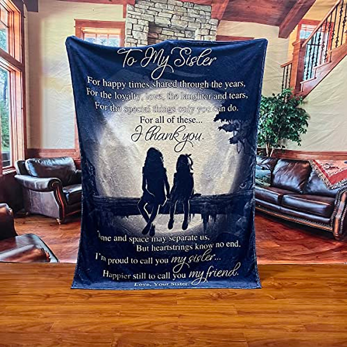 Maylian Fleece Blanket to My Sister Best Friend Bestie Printed Quilts Blanket Positive Encourage Flannel Blanket Gifts (40 * 50 inch,2)