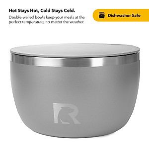 RTIC Anywhere Stainless Steel Bowl Set Of Two, Camping Bowls With Lids, Vacuum Insulated, Stackable Durable Outdoor Dinnerware, Non Slip, Dishwasher Safe, Dinner Outside, Campfires Travel, Graphite
