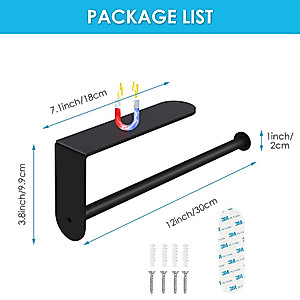 Magnetic Paper Towel Holder - Multifunctional Towel Bars with Magnetic Backing - Sticks to Any Ferrous Surface - Black Paper Towel Rack for Kitchen, Work Benches, Refrigerator, Grill, Fridges, Garage