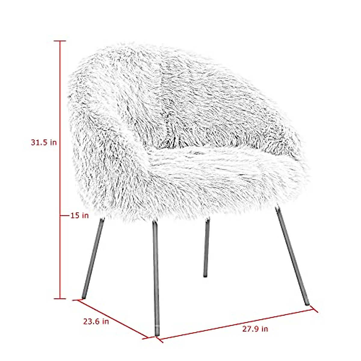 Ana Rose Fur Accent Chair - Metal Legs | Upholstered | Living Room, Entryway, Bedroom | Inspired Home