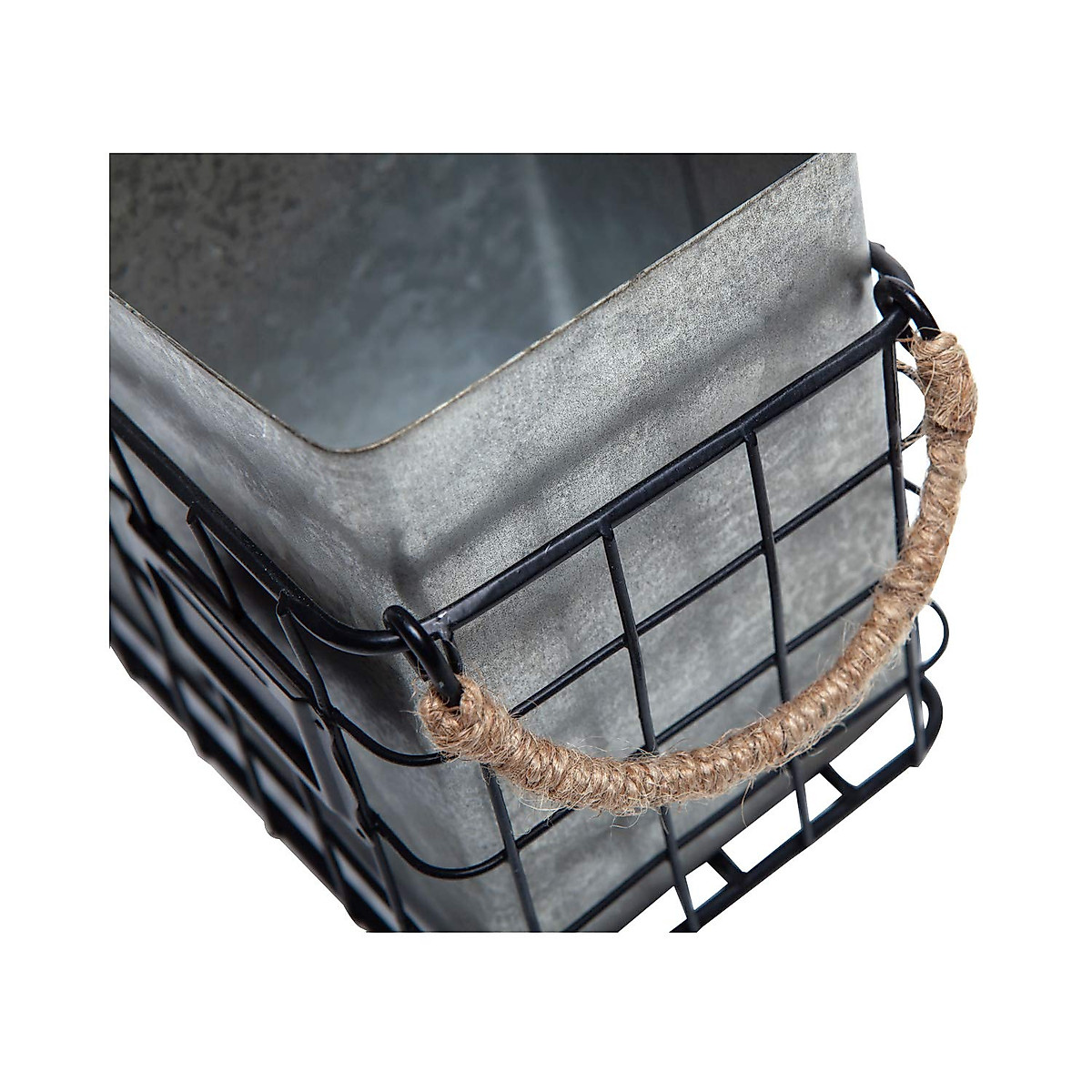 NIKKY HOME Farmhouse 3 Compartment Galvanized Flatware Cutlery Caddy Countertop Silverware Holder for Spoons, Knives, Forks - Silver