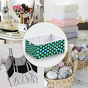 Green Blue Dots Storage Basket Storage Bin Rectangular Collapsible Toy Boxs Clothes Toys Bin Organizer for Office Outside Cars