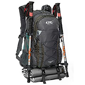 Diamond Candy Waterproof Hiking Backpack for Men and Women, Lightweight Day Pack for Travel Camping, Gray, 40L