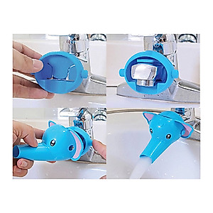 Rustark 3Pcs Cartoon Faucet Extender Sink Handle Extender for Toddler, Baby, Children Safe and Fun Hand-Washing Solution (Set of 3, Yellow Duck, Pink Elephant, Blue Dolphin)