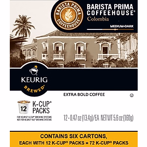 Barista Prima Coffeehouse Coffee, Keurig K-Cups, Colombia, 72 Count