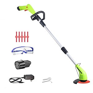 Cordless Lawn Trimmer Weed Wacker - GardenJoy 12V Grass Trimmer Lawn Edger with 2.0Ah Li-Ion Battery Powered and Cutting Blade, Electric Weed Trimmer Tool for Garden and Yard