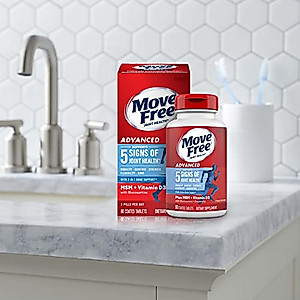 Glucosamine Chondroitin MSM & Vitamin D3 Joint Health Supplement, Move Free Advanced Joint Support Tablets For Men & Women (80cnt box), With Vitamin D3 To Support Bone & Immune Health