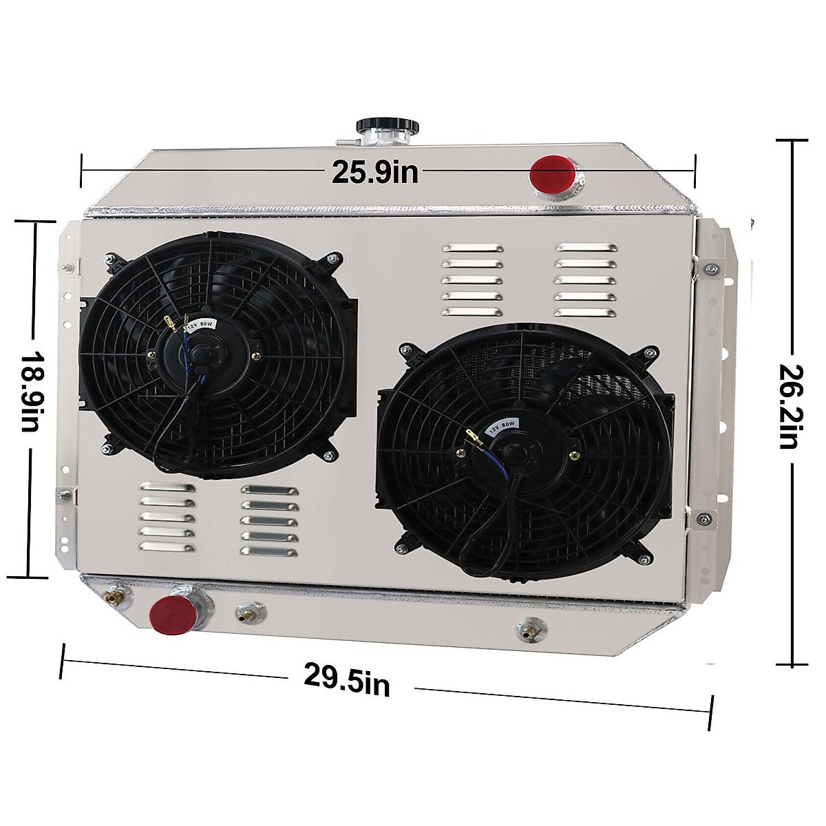 FitferaLu 3 Row All aluminum Radiator with Shroud Fan Replacement for 1966-1979 Ford Bronco F100 F150 F250 F350 F500
