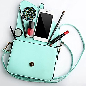 Beaufy Small Travel Magnifying Makeup Compact Mirror Bulk Hand Round Mini Folding Handbag Pocket Mirrors Set 1x 2X Magnification Portable Double Sided Mandala Gift for Girls Men Women Pack of 6