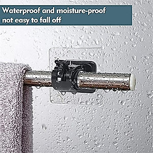 8 Pieces Self Adhesive Curtain Rod Bracket, No Drill Drapery Hooks Holder, Plastic Sticky on Curtain Rod Holder for Kitchen, Bathroom, Hotel (Black)