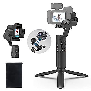 Universal Gimbal Stabilizer for GoPro Hero 10/9/8/7/6/5 Osmo Action Insta360 Sport Camera 3-Axis Anti-Shake Wireless Control Handheld w/ Tripod Stand Original Screw Mounting Plate INKEE Falcon Plus