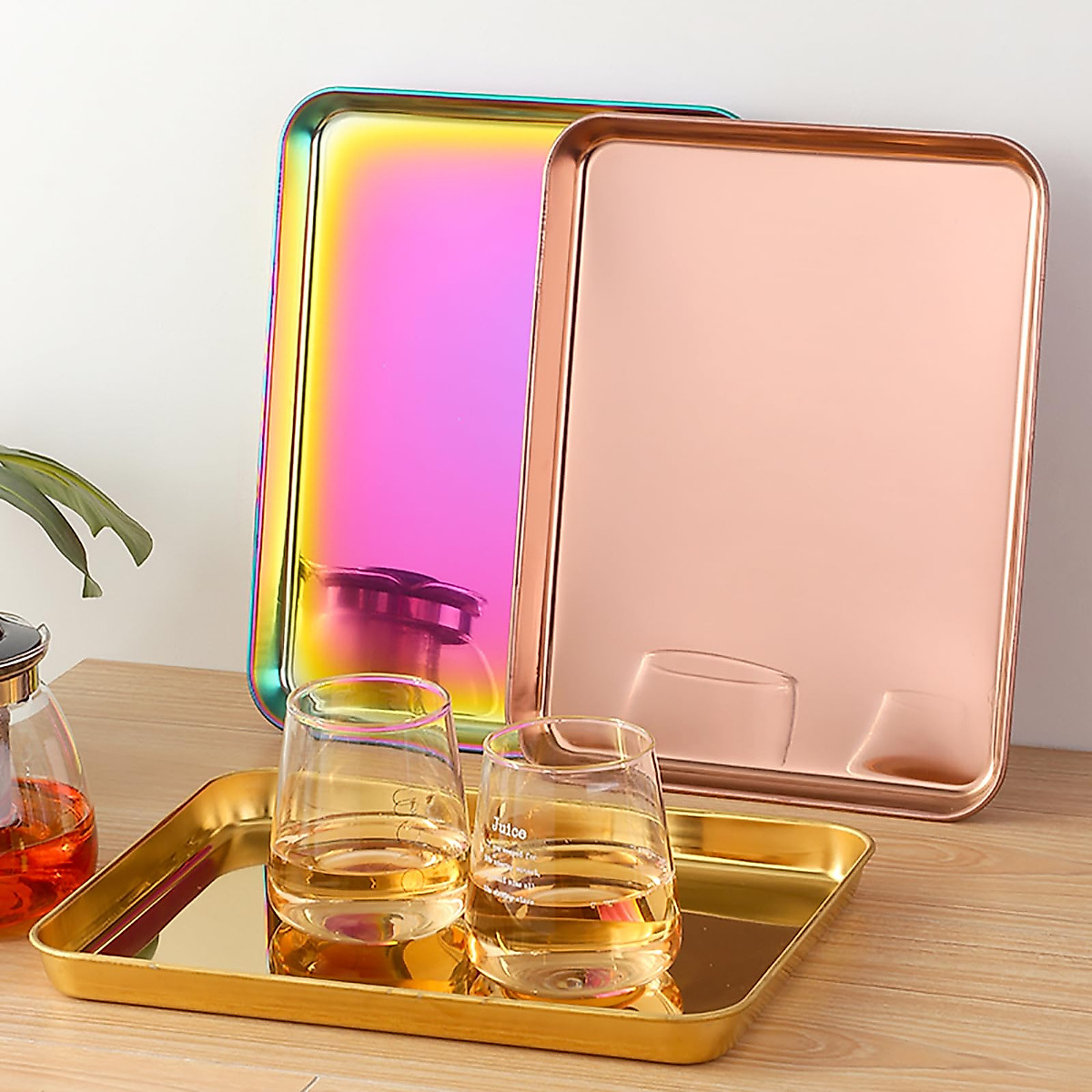 Meisha Baking Tray, Stainless Steel Baking Cookie Sheet, Rimmed Pan Baking, Non Toxic & Healthy, Mirror Finish & Rust Free, Easy Clean & Dishwasher Safe - Rainbow