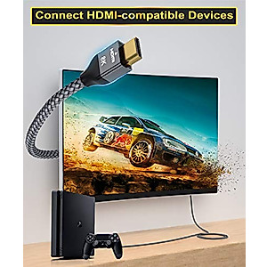 Basesailor 8K 60Hz HDMI Cable 6.6FT 2 Pack,48Gbps 7680P Ultra High Speed Cord for Apple TV,Roku,Samsung QLED,2.0 2.1,Sony Playstation,PS5,6FT,Xbox One Series X,eARC HDR HDCP 2.2 2.3,4K 120Hz 144Hz