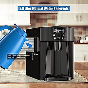 MAT Expert 2 in 1 Ice Maker with Water Dispenser, Countertop Ice Cube Maker with LED Display, 9 Cubes Ready in 6-12 Min, 36lbs/24H, 2L Water Tank Perfect for Home/Office/Bar/RV (Black)