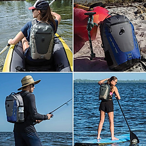Xelfly Submersipack Waterproof Backpack - Submersible, Inflatable, Floating TPU Coated Durable Nylon Dry Bag with Airtight Zipper for Kayak, Fishing, Boating, Hiking, Paddle Board (Deep Blue, 25L)