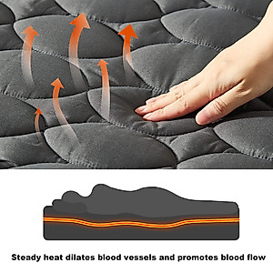 King Size Heated Mattress Pad Water-Resistant Electric Mattress Pad Cover Bed Topper Stretches up 8-21" Deep Pocket, Grey