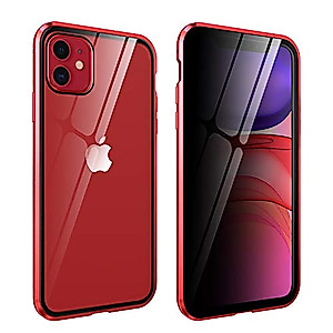 Guppy for iPhone 11 Magnetic Case, Case with Built in Privacy Screen Protector Anti Spy Tempered Glass Slim Metal Aluminum Shockproof Cover Hard Drop Proof Protective Wireless Charging Support