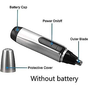 QINERSAW Nose Trimmer, Ear Hair Trimmer for Men, Portable Painless Electric Nose Hair Remover, Mens Nose Hair Trimmer, Waterproof, Battery Operated (Silver)