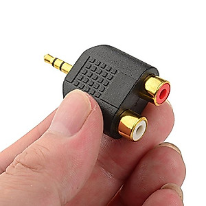 CERRXIAN LEMENG (2-Pack of) Gold Plated 3.5mm Stereo to 2-RCA Male to Female Adapter,Audio Splitter Adapter, Dual RCA Jack Adapter