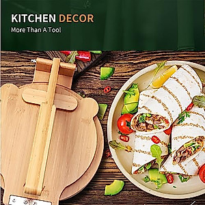 Ackitry Rotatable Tortilla Press 10 Inch, Bamboo Tortilla Press Maker with 100 PCS Parchment Paper for Homemade Mexican Tortillera, Roti, Chapati, Taco, Pataconera, Burritos and Dough Press