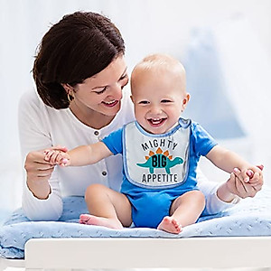 2ooya 7Pcs Cotton Waterproof Baby Bibs Adjustable Hook Loop Closure Infant Bib Unisex Blue Newborn Babies Infant Food Bibs Keepsake Baby Gift for Drooling Feeding Eating Teething, 6-12 Months