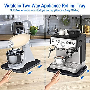 Vidafelic Two-Way Appliance Rolling Tray,8 Wheels Load 110LBS Extra Wide Sliding Tray Accessories for Heavy Duty Stand Mixer Air Fryer Coffee Maker and Blender,16.9"Wide by 12.8"Deep
