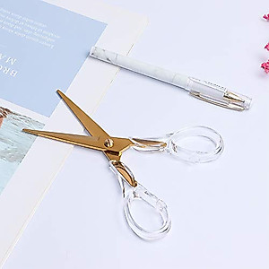 Koqye Multipurpose Scissors Acrylic Stainless Steel 6.3" Scissors Stylish Sharp Shears for Fabric Craft Supplies (Gold)