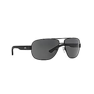 A|X ARMANI EXCHANGE Men's AX2012S Rectangular Sunglasses, Matte Black/Grey, 62 mm
