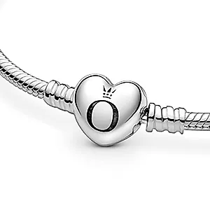 PANDORA Jewelry Moments Heart Clasp Snake Chain Charm Sterling Silver Bracelet, 6.3", No Box