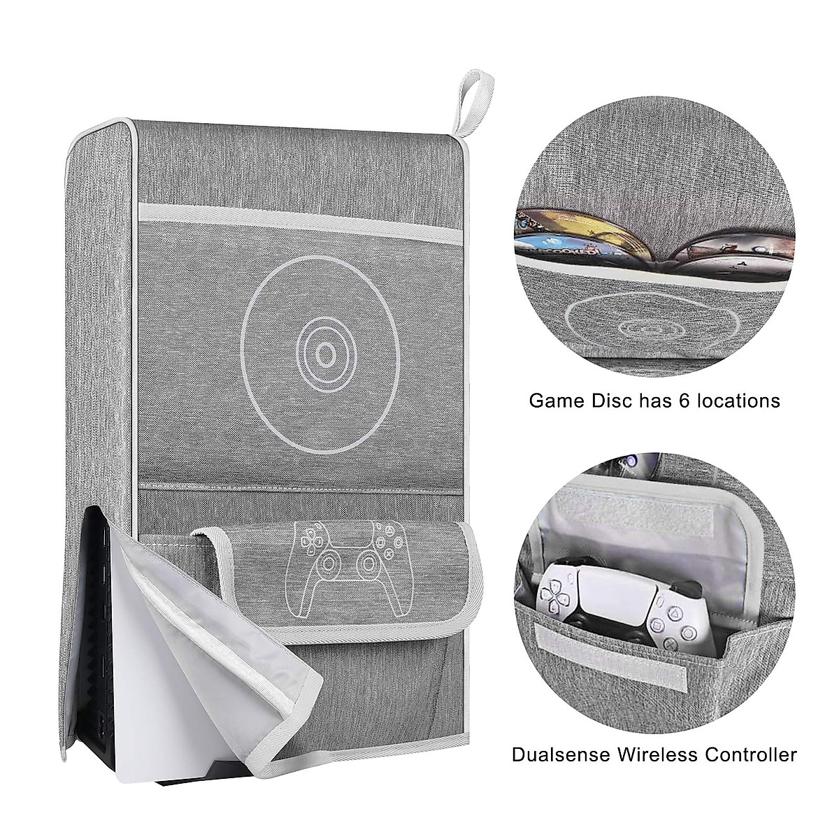 Esimen Sleeve Protective Case Dust Cover for PS5 Console /Playstation 5 Digital Edition ,PS5 Controller Skin Compatible with 12 Game Disc Pockets