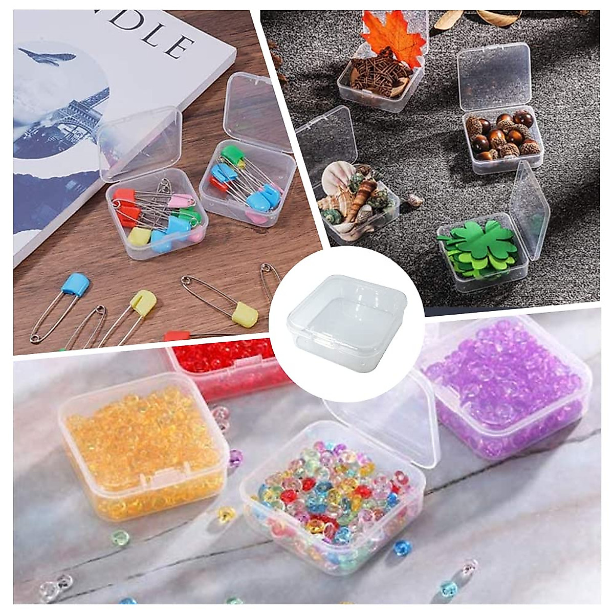 OHAOLYLE 12 Pack Mini Beads Plastic Storage Container Box Case with Flip-Up Lid Small Clear Square Box for Collecting Small Items Jewelry Crafts Game Pieces(2.2 * 2.2 * 0.8in)